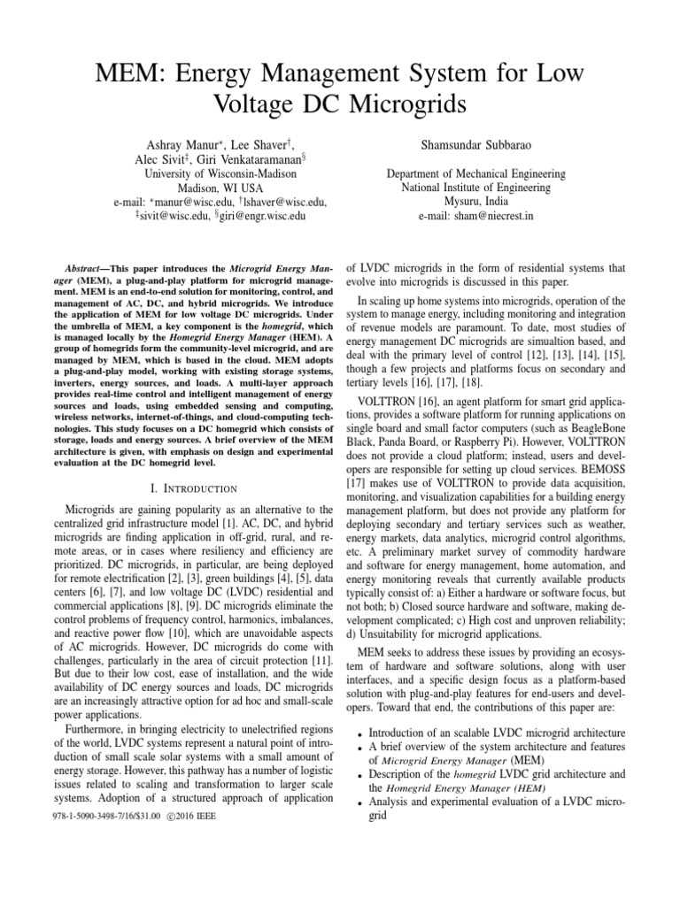 Energy Management System Review Papers For Research Energy Management ...