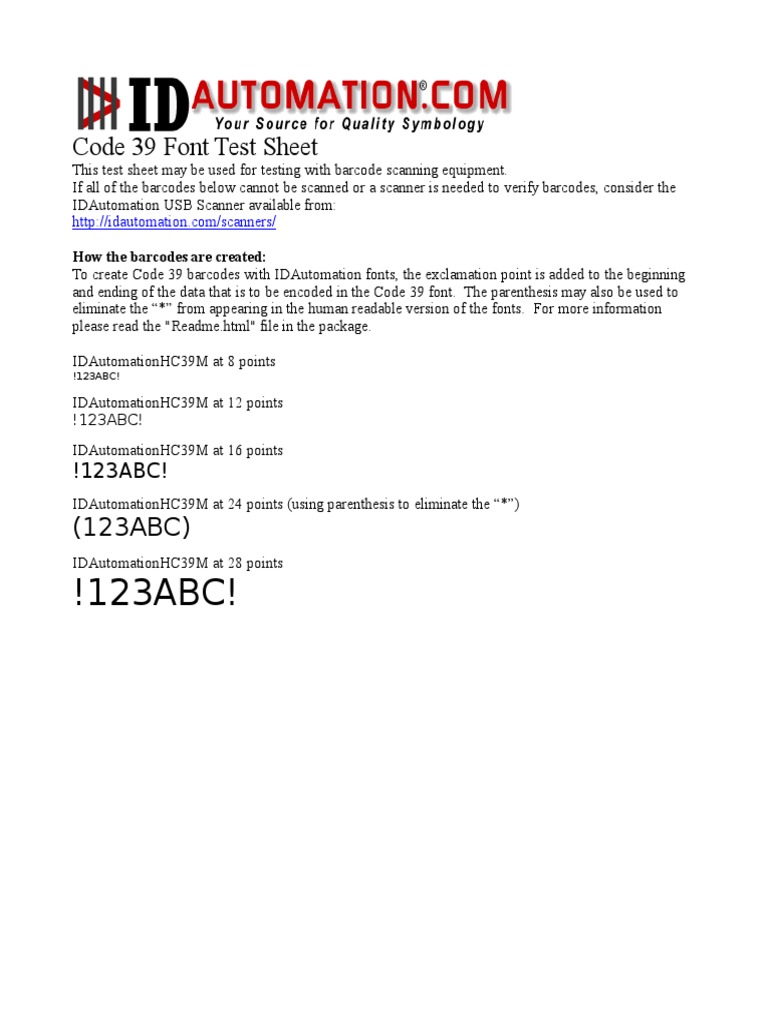 Font Test Sheet | PDF