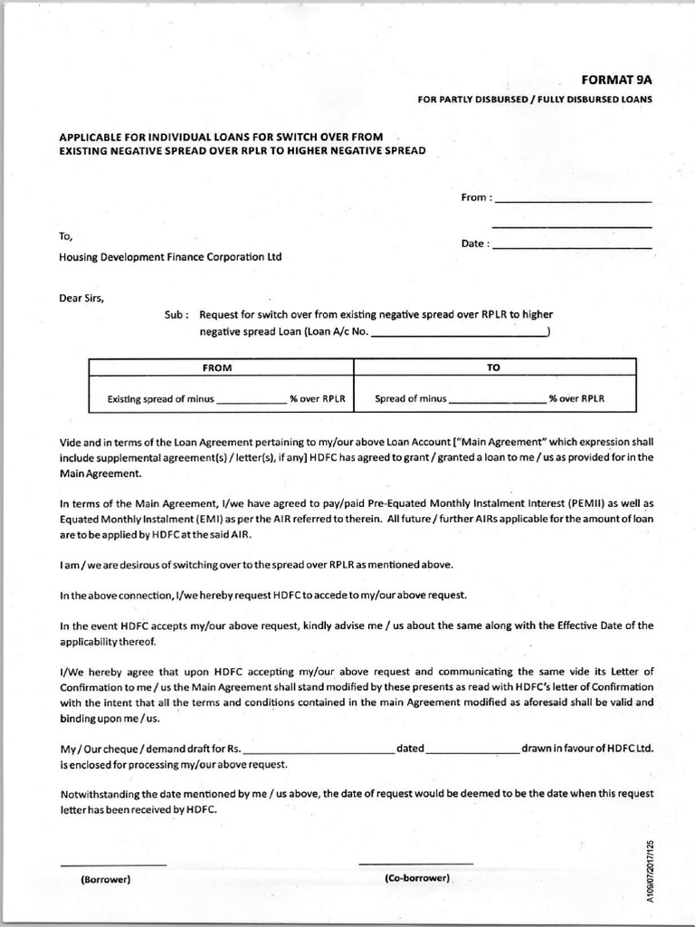 HDFC Form 9A | PDF
