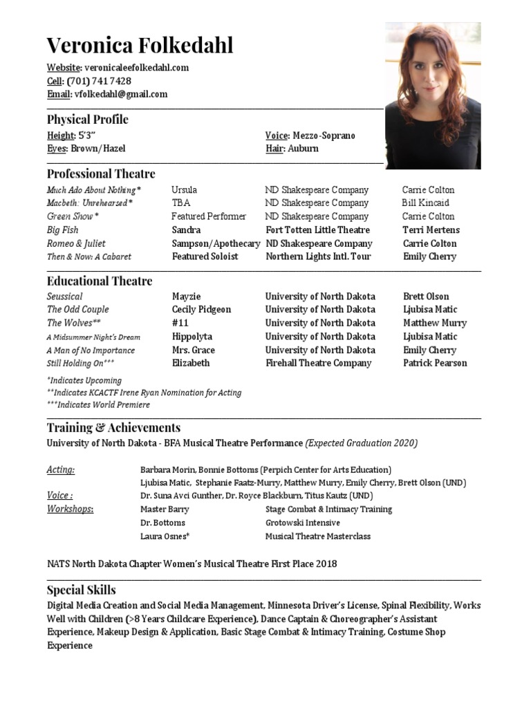 Veronica Folkedahl: Physical Profile | PDF | Entertainment | Performing ...