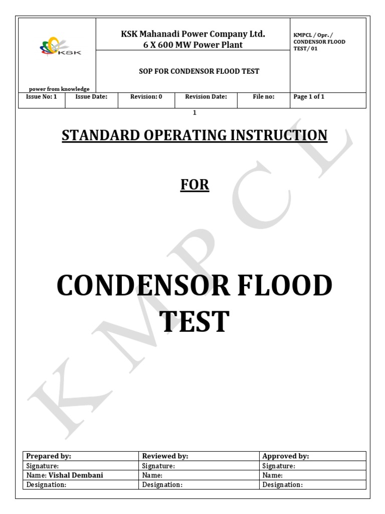 Flood Test SOP | PDF | Energy Conversion | Gas Technologies