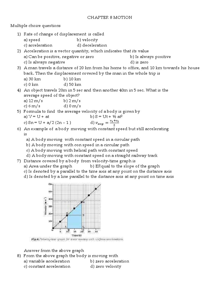 ch-8 Motion | PDF | Acceleration | Speed