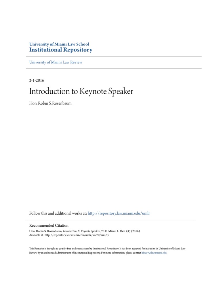 Introduction To Keynote Speaker | Download Free PDF | John Paul Stevens ...