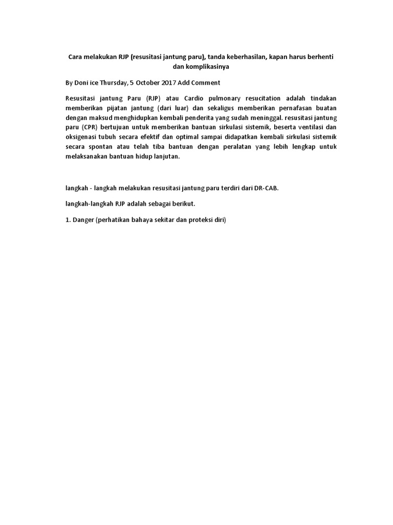 Cara Melakukan RJP | PDF