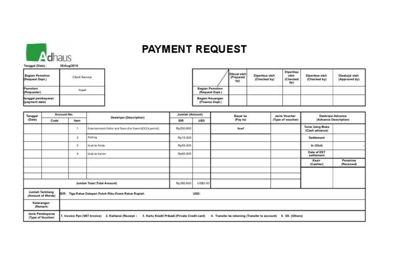 Payment Request Form | PDF | Payments | Invoice