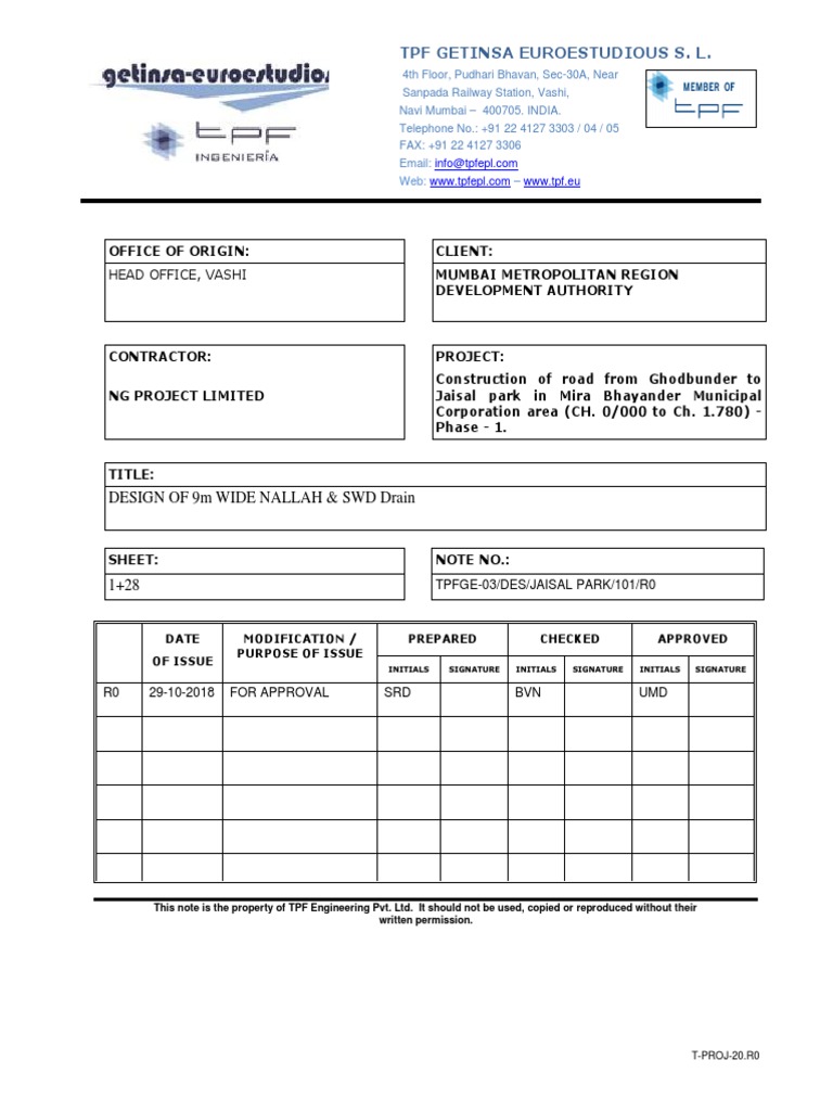 Design of 9m SWD Drain Structure | PDF | Young's Modulus | Concrete