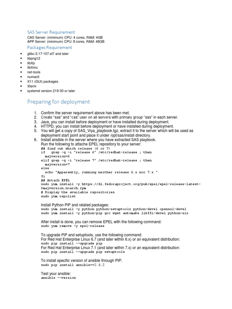 SAS Viya Install | PDF | Secure Shell | Port (Computer Networking)