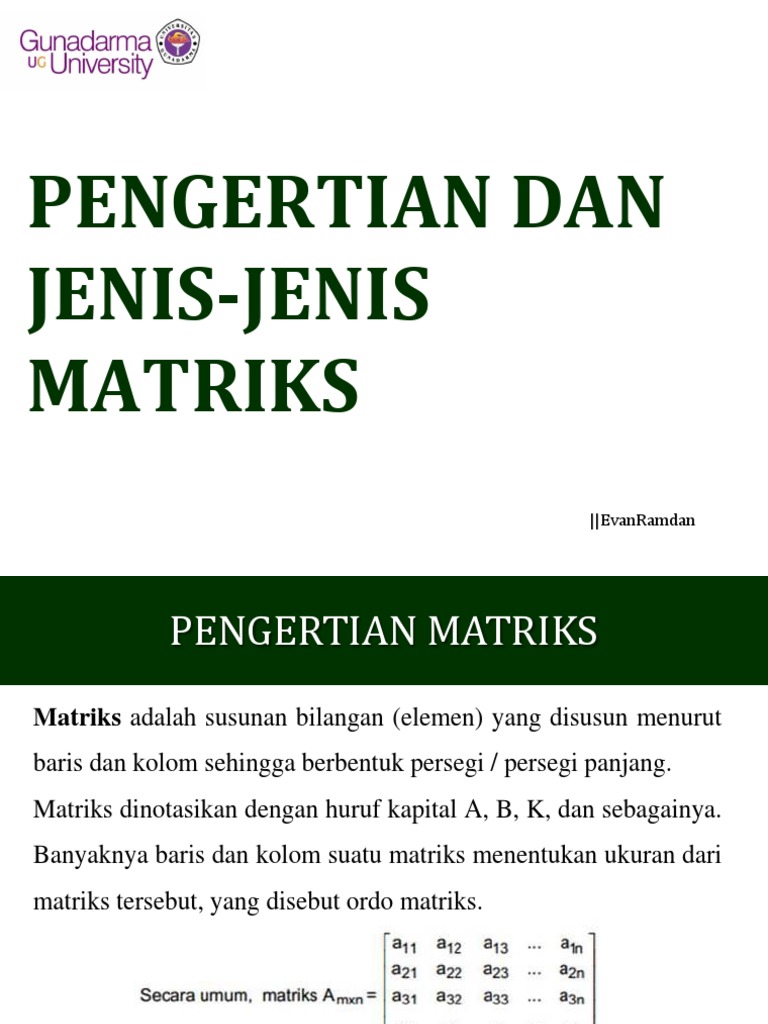 12 Pengertian Dan Jenis-Jenis Matriks PDF | PDF | Sains & Matematika | Komputer