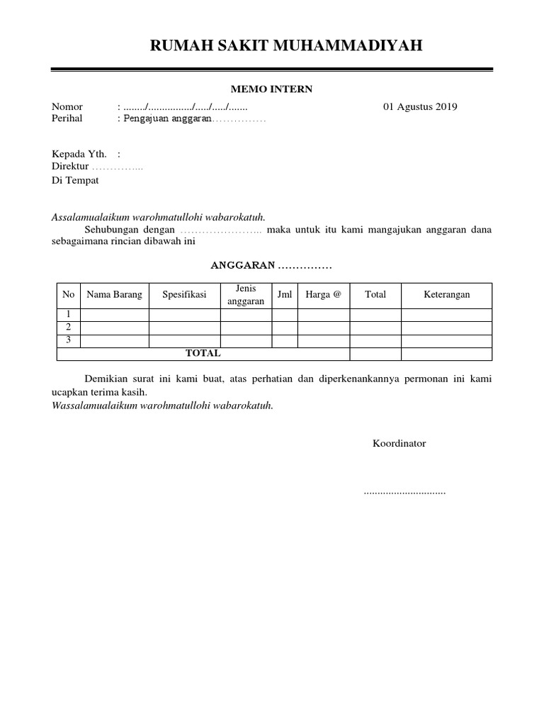 Format Pengajuan Anggaran | PDF