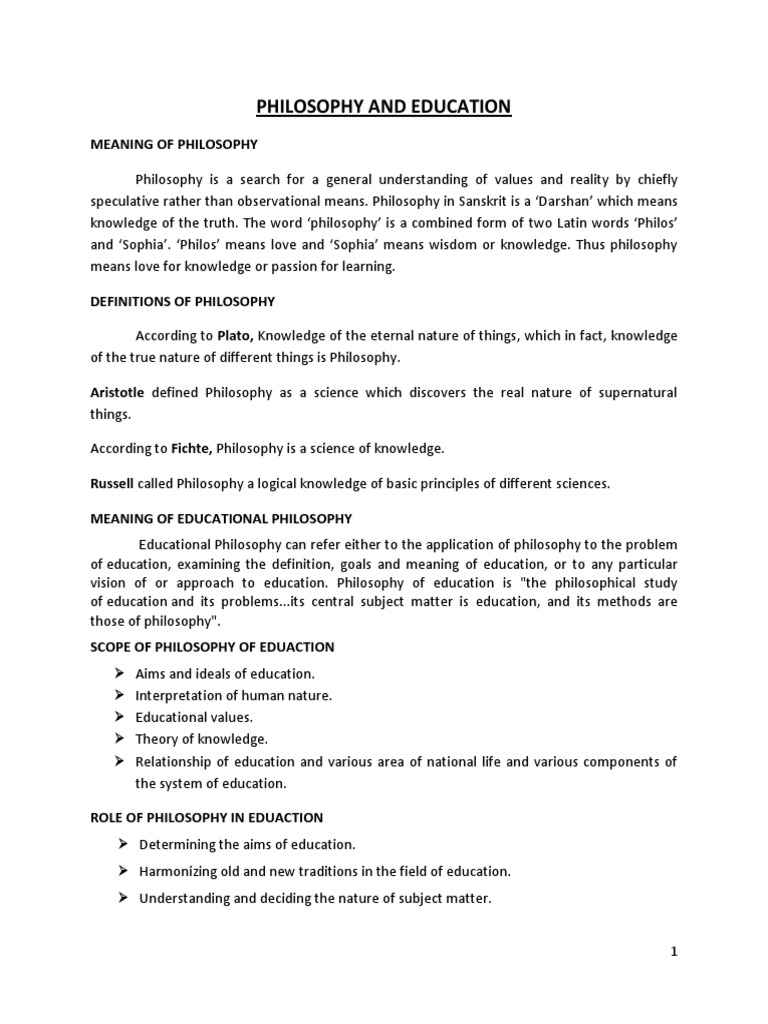 Education and Philosophy | PDF | Philosophy Of Education | Knowledge