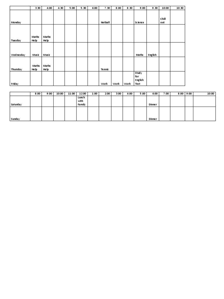 Study Timetable Template | PDF