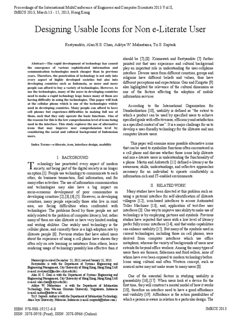 Designing Usable Icons For Non E-Literate User | PDF | Icon (Computing) | Usability