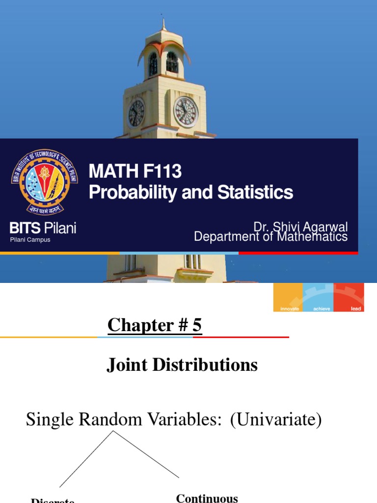 MATH F113 Probability and Statistics: BITS Pilani | PDF | Probability Density Function ...