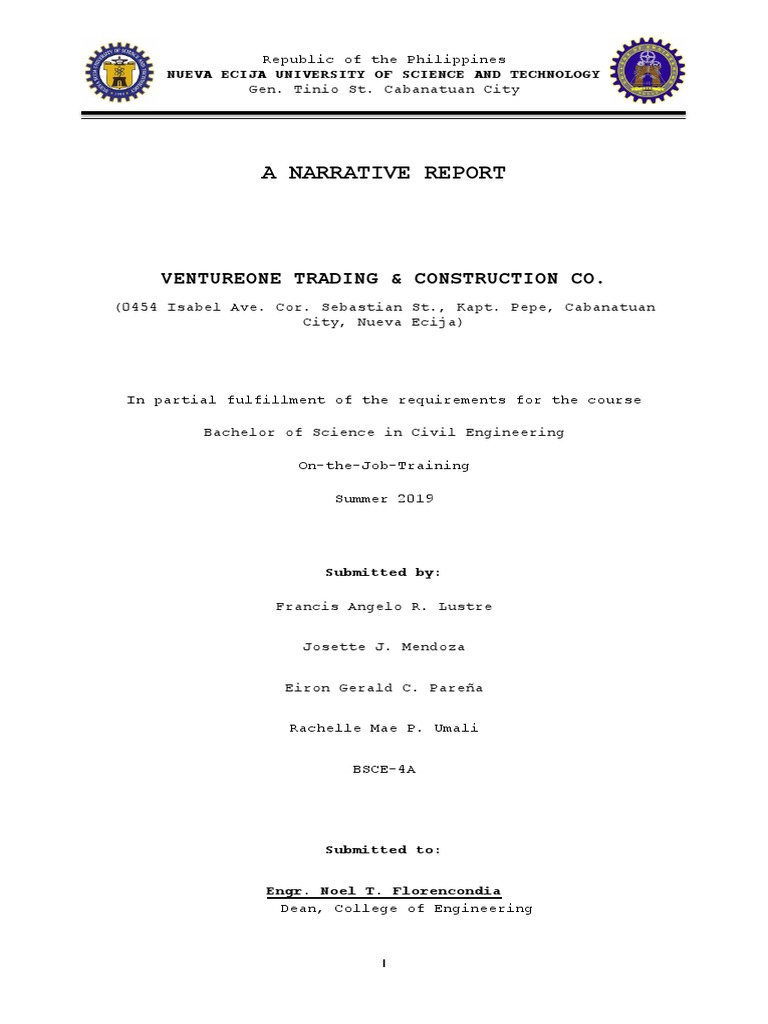 Dedication in OJT Narrative Report | PDF | Science & Mathematics ...
