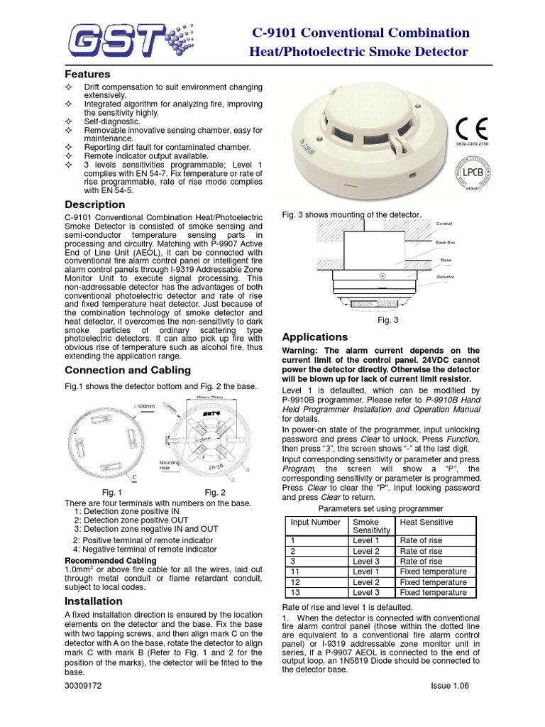 9101 Conventional Combination Heat Photoelectric Smoke Detector Issue ...