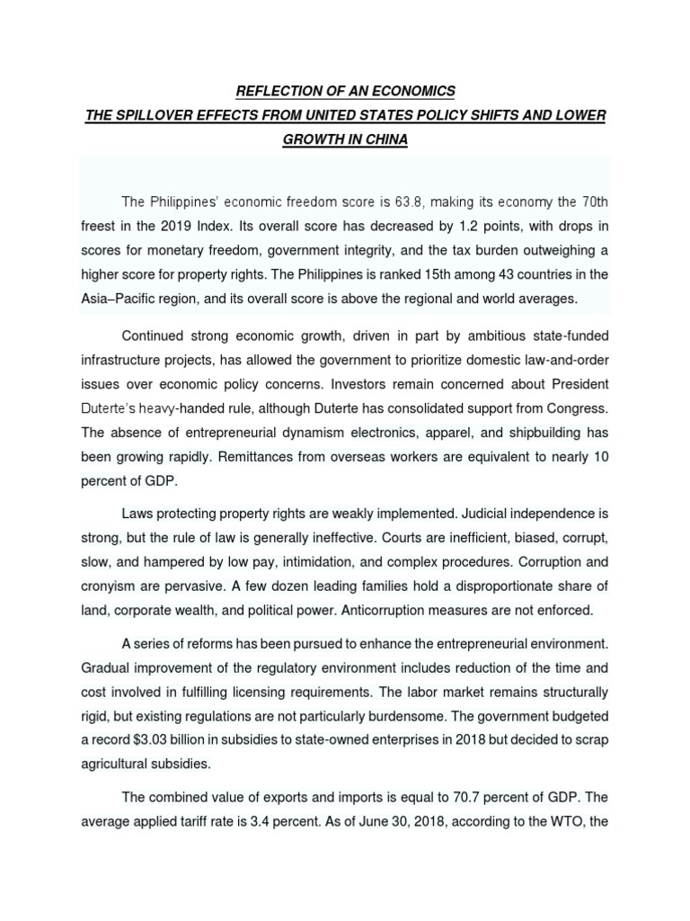 Reflection of An Economics The Spillover Effects From United States ...