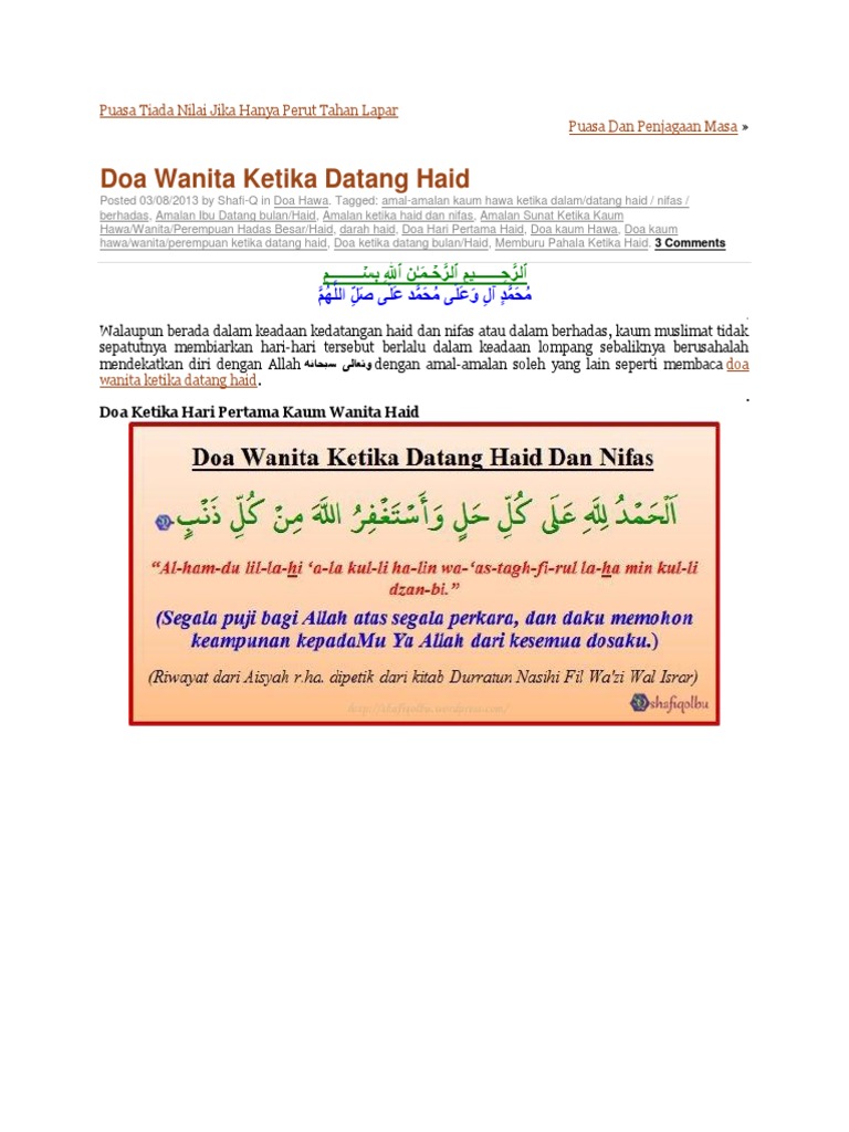 Doa Datang Haid | PDF