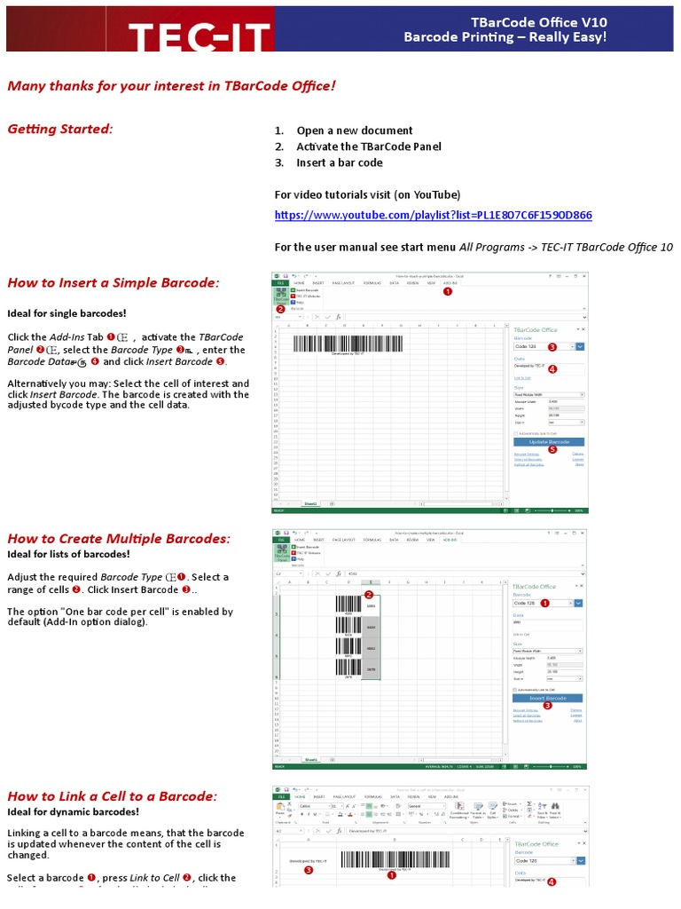 Many Thanks For Your Interest in Tbarcode Office! Getting Started | PDF ...