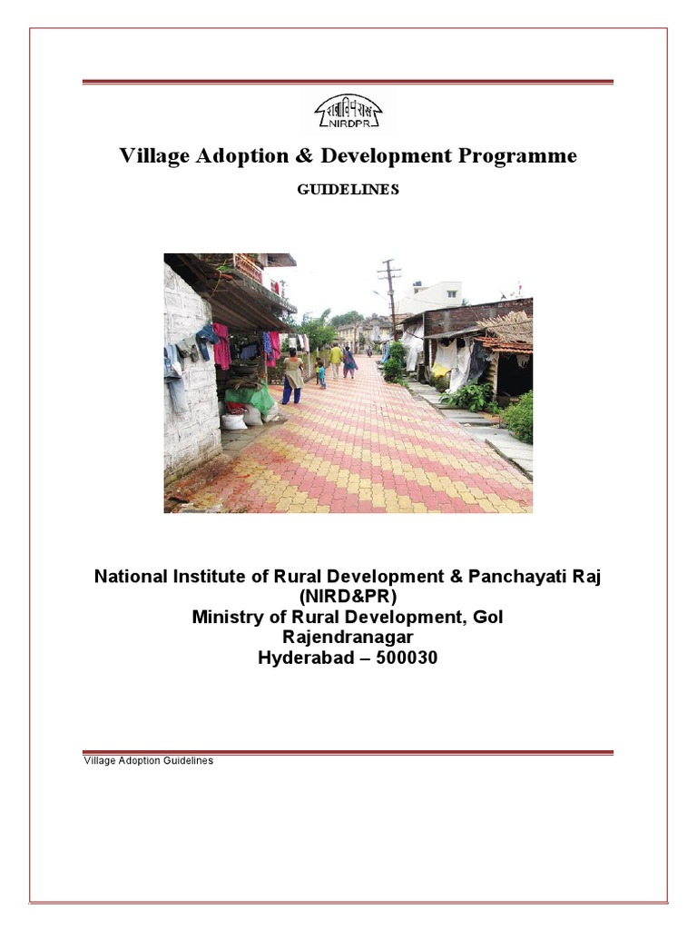 Village Adoption & Development Programme: Guidelines | PDF | Economic ...