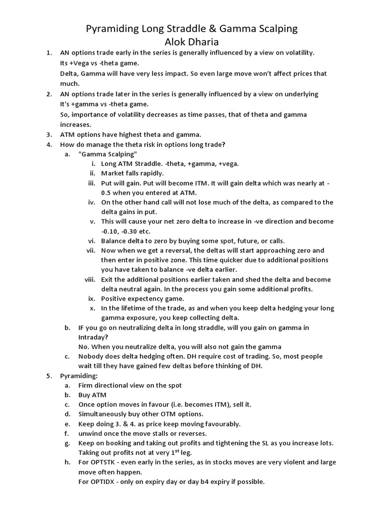 Gamma Scalping & Pyramiding Long Straddle | PDF | Greeks (Finance) | Option (Finance)