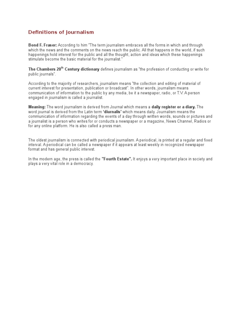 Definitions of Journalism | PDF