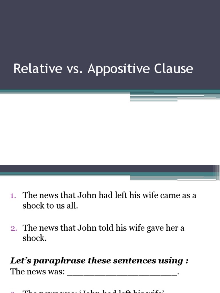 Relative vs. Appositive Clause | PDF | Sacagawea | Clause