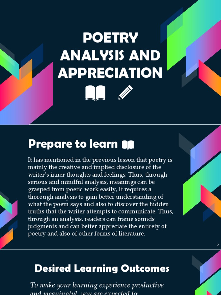 Poetry Analysis and Appreciation Guide | PDF | Writers | Poetry