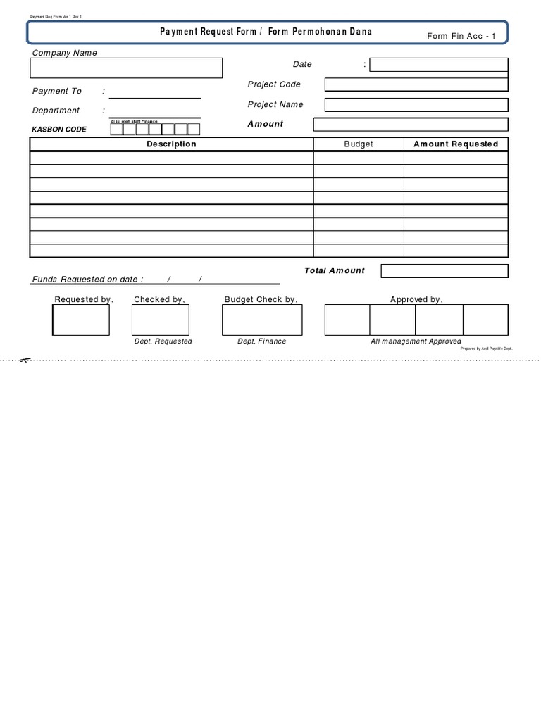 Template Formulir Pengajuan Dana | PDF