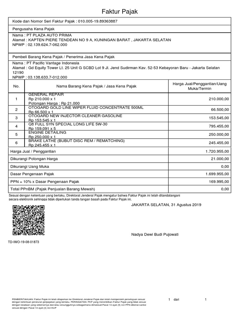 Contoh Faktur Pajak | PDF
