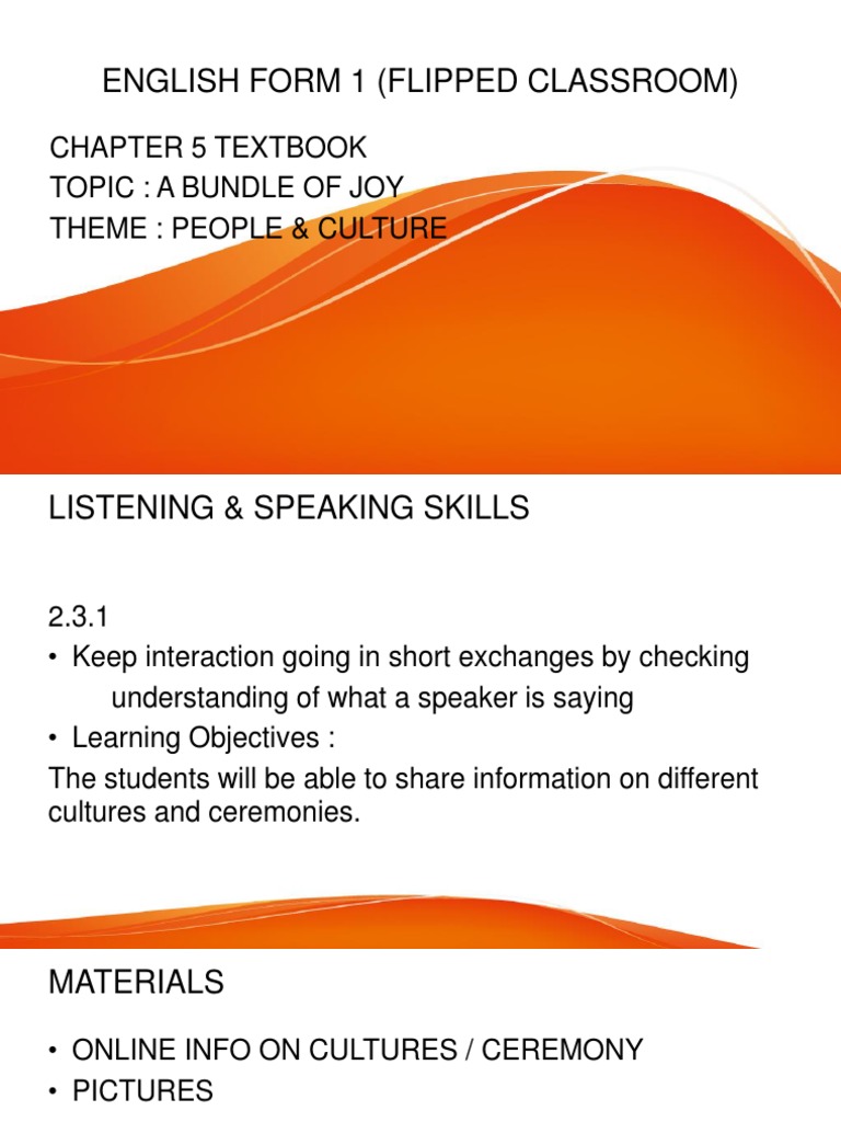 English Form 1 (Flipped Classroom) : Chapter 5 Textbook Topic: A Bundle ...