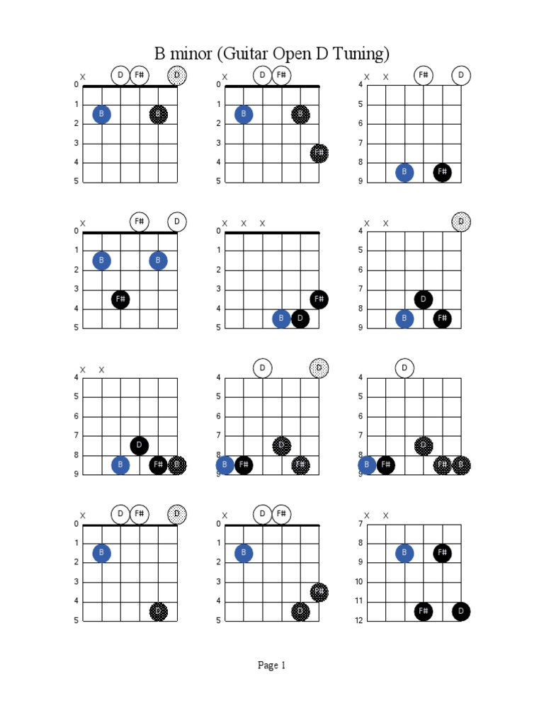 B Minor (Guitar Open D Tuning) : B B B B | PDF | Guitar Family ...