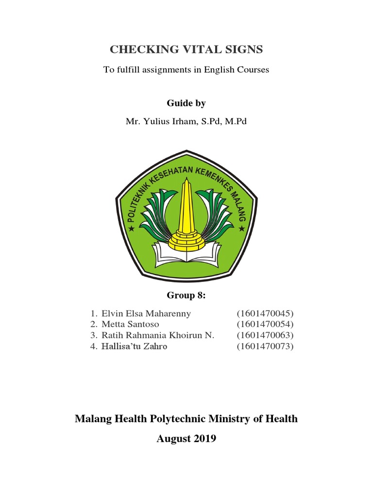 Checking Vital Signs: To Fulfill Assignments in English Courses ...