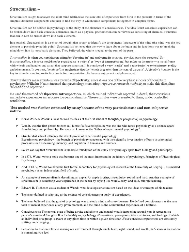 Structuralism in Psychology | PDF | Thought | Metaphysics