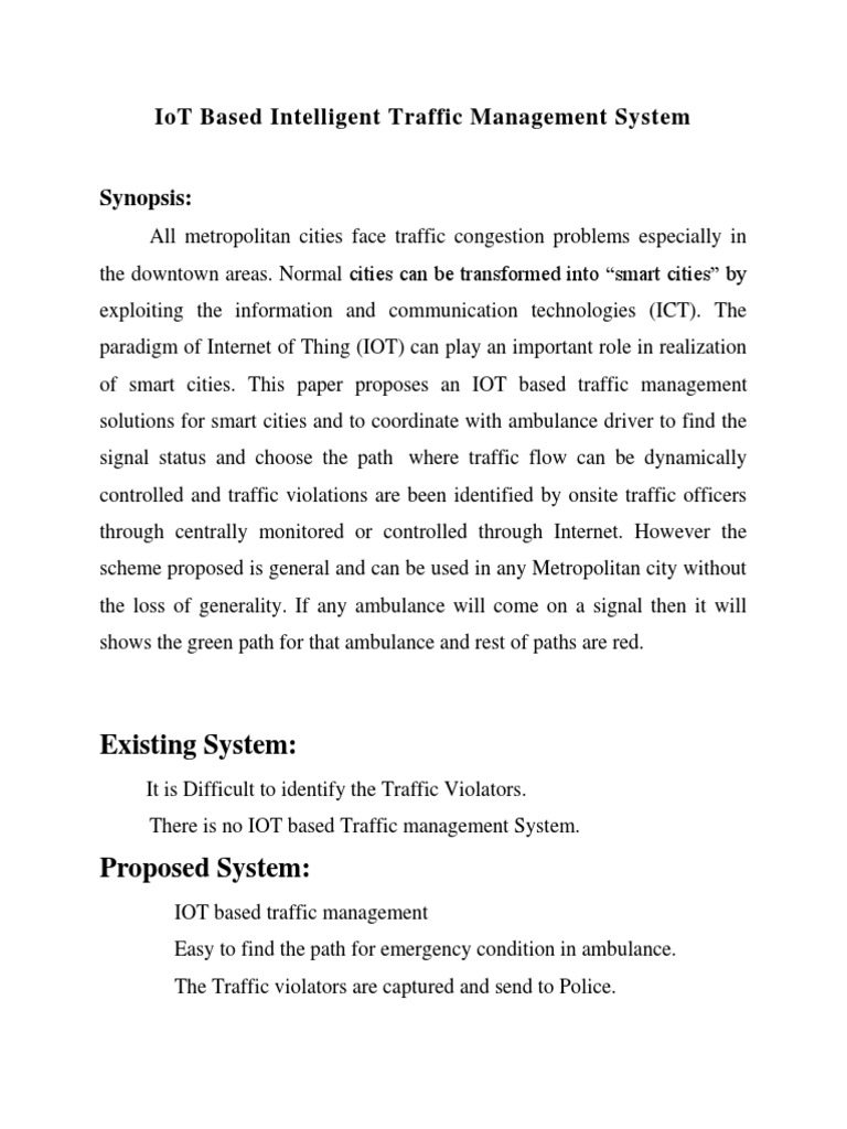 IoT Based Intelligent Traffic Management System | PDF