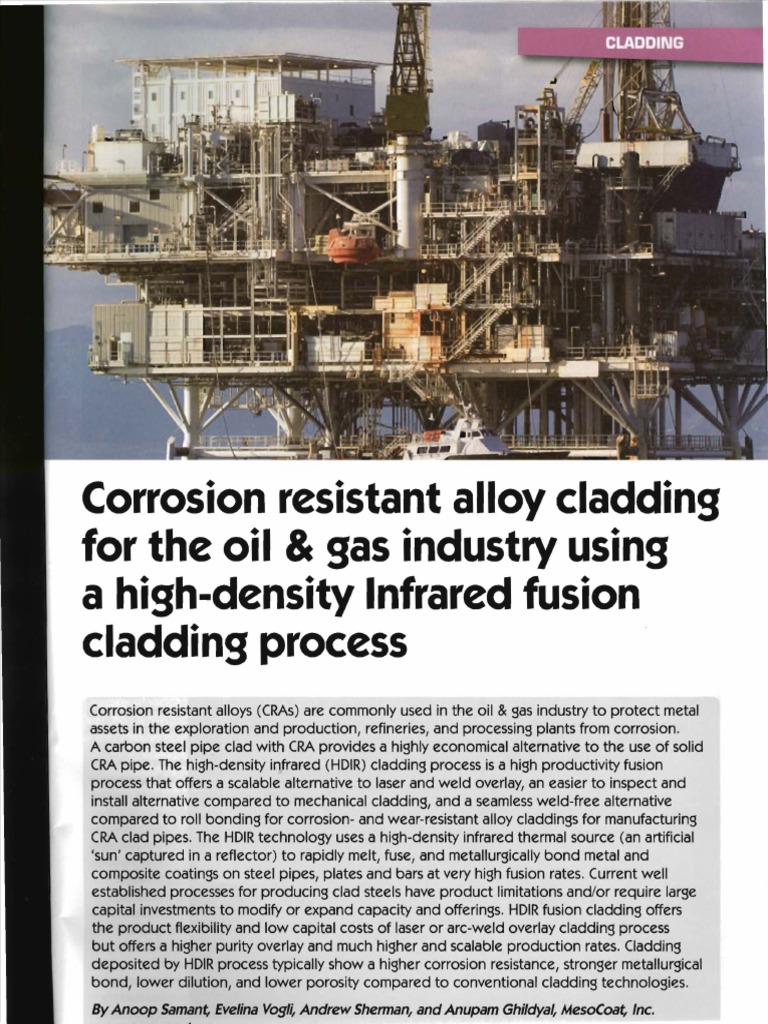 Cladding Using High Density Infrared Fusion Cladding Process PDF | PDF ...