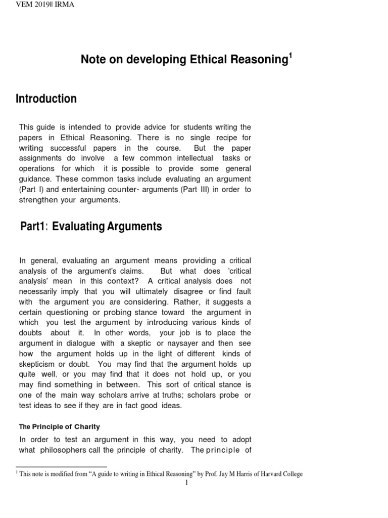 Ethical Reasoning Paper Guide | PDF | Argument | Skepticism