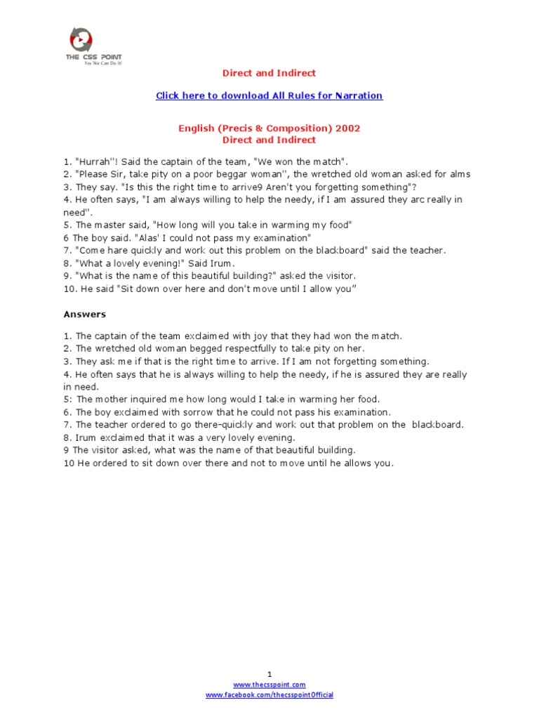 Direct and Indirect Solved PDF | PDF | Language Arts & Discipline