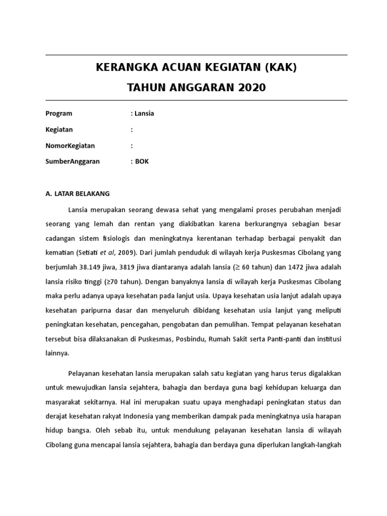KAK Lansia 2020 | PDF