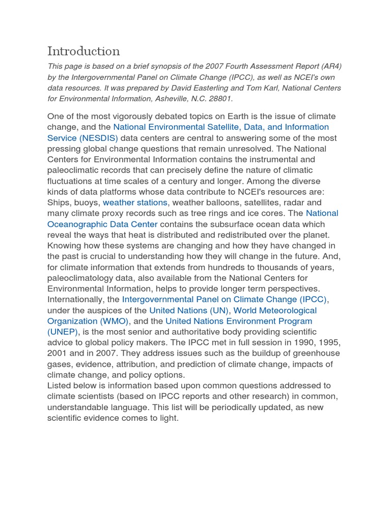 Introduction | PDF | Global Warming | Greenhouse Effect