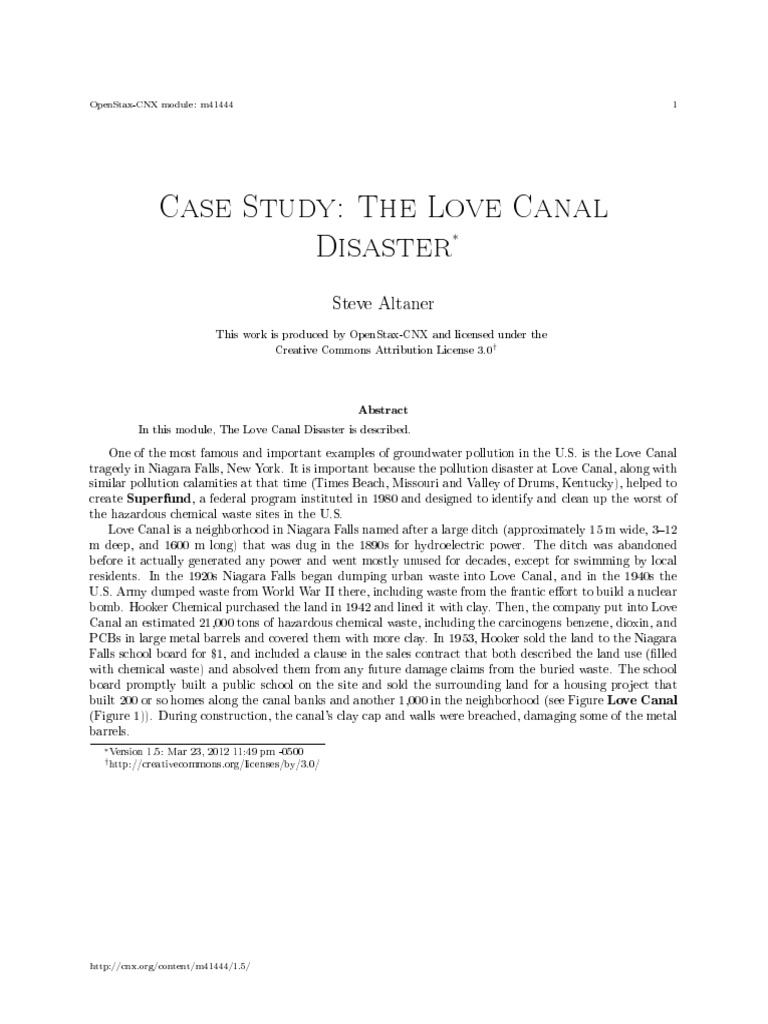 Case Study: The Love Canal Disaster: Steve Altaner | PDF | Superfund ...