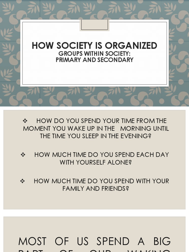 How Society Is Organized: Groups Within Society: Primary and Secondary ...