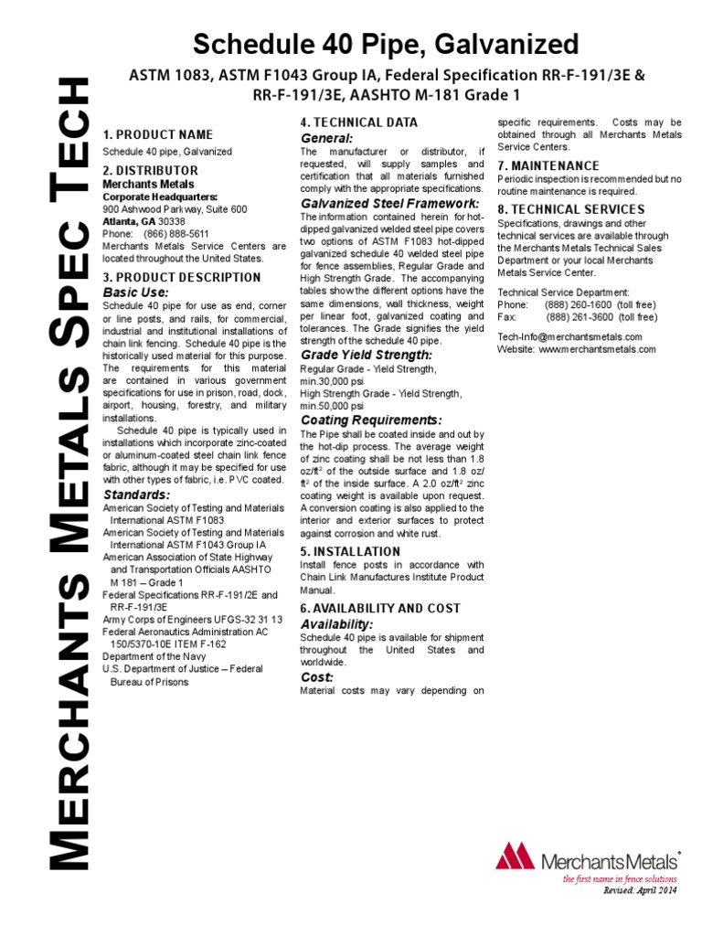 Schedule 40 Galvanized Pipe | PDF | Galvanization | Pipe (Fluid Conveyance)