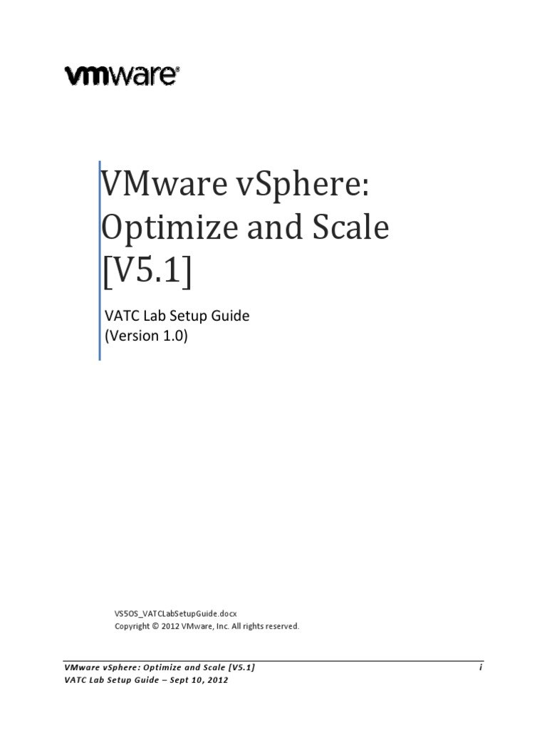 VSOS51 VATCLabSetupGuide PDF | PDF | V Mware | Virtual Machine