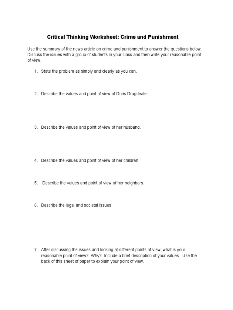 Crime and Punishment Discussion Worksheet | PDF | Career & Growth