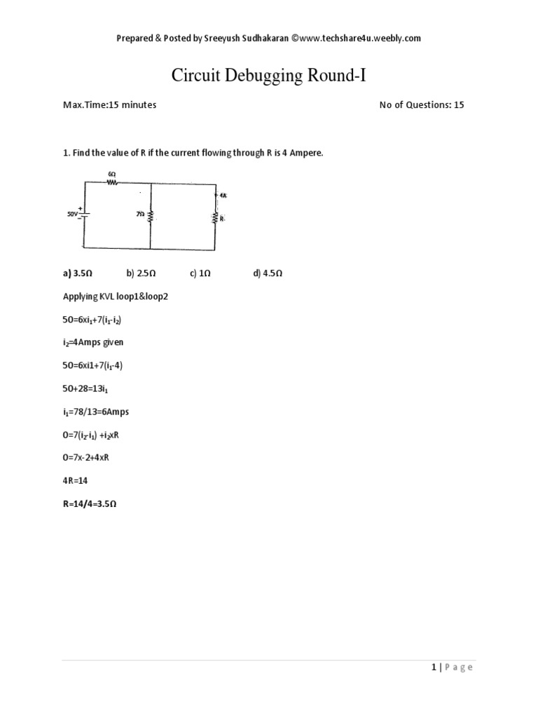 Circuit Debugging Round1withans | PDF | Electronic Engineering | Electrical Engineering