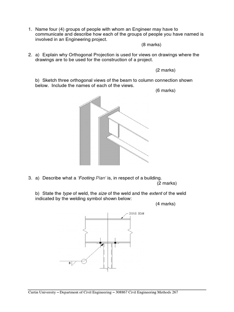 Civil Engineering (Drawing) Final Exam 2011 | PDF | Beam (Structure ...