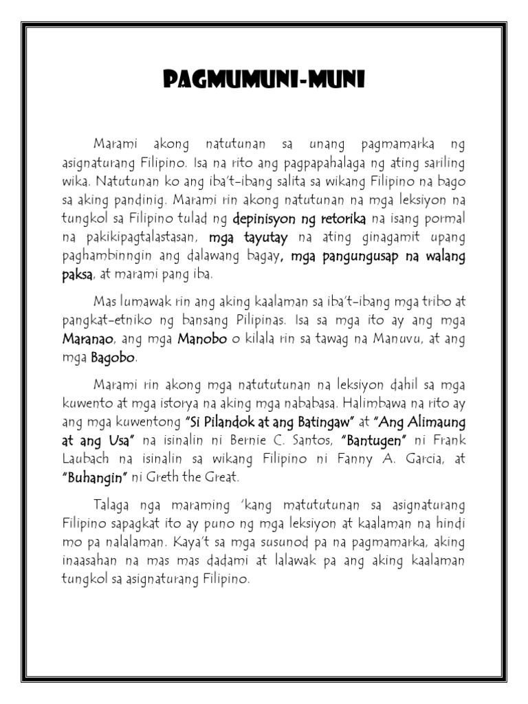Filipino Pagmumuni Muni | PDF