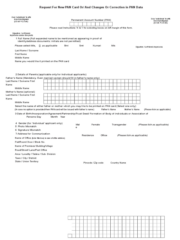 PAN Card Correction and Request Guide | PDF | Identity Document ...