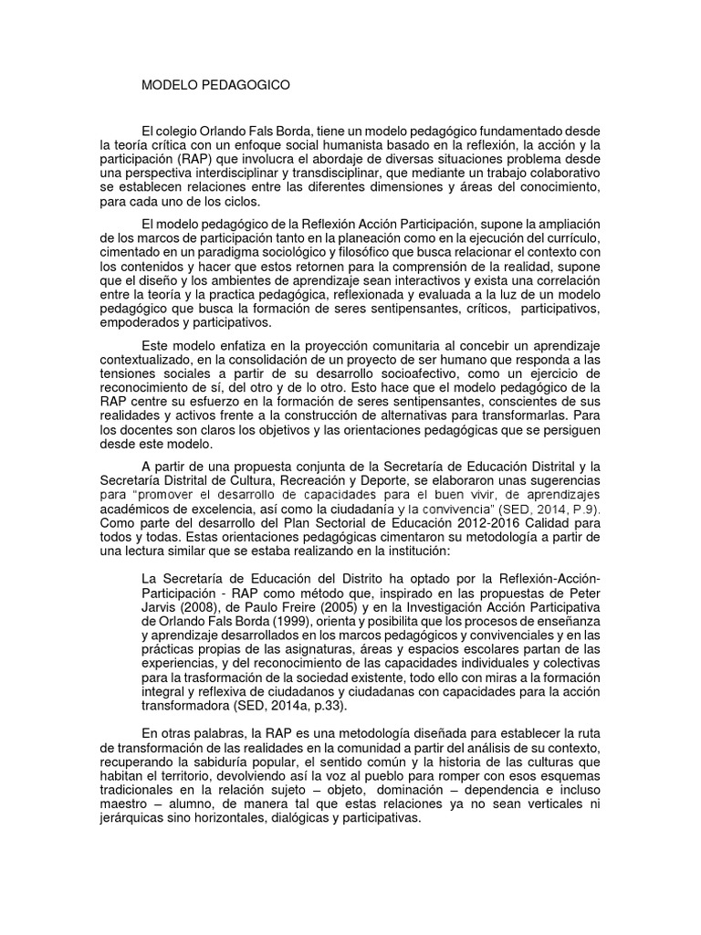 Modelo Pedagógico de La RAP | PDF | Conocimiento | Modificación de comportamiento