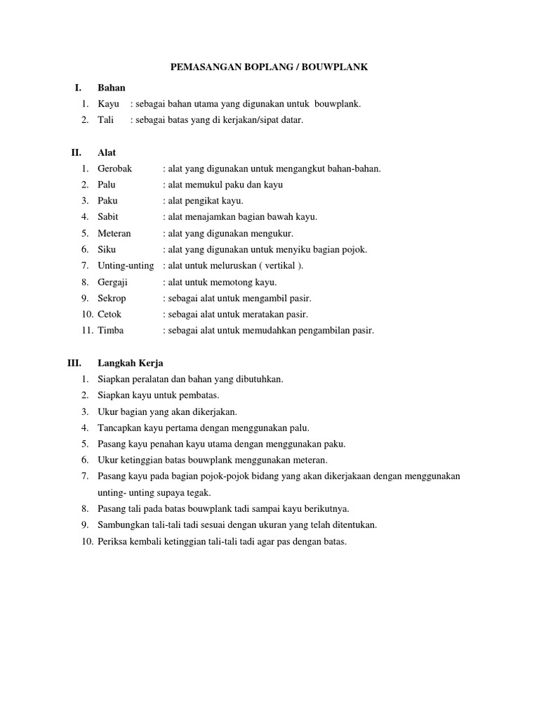 Pemasangan Boplang | PDF
